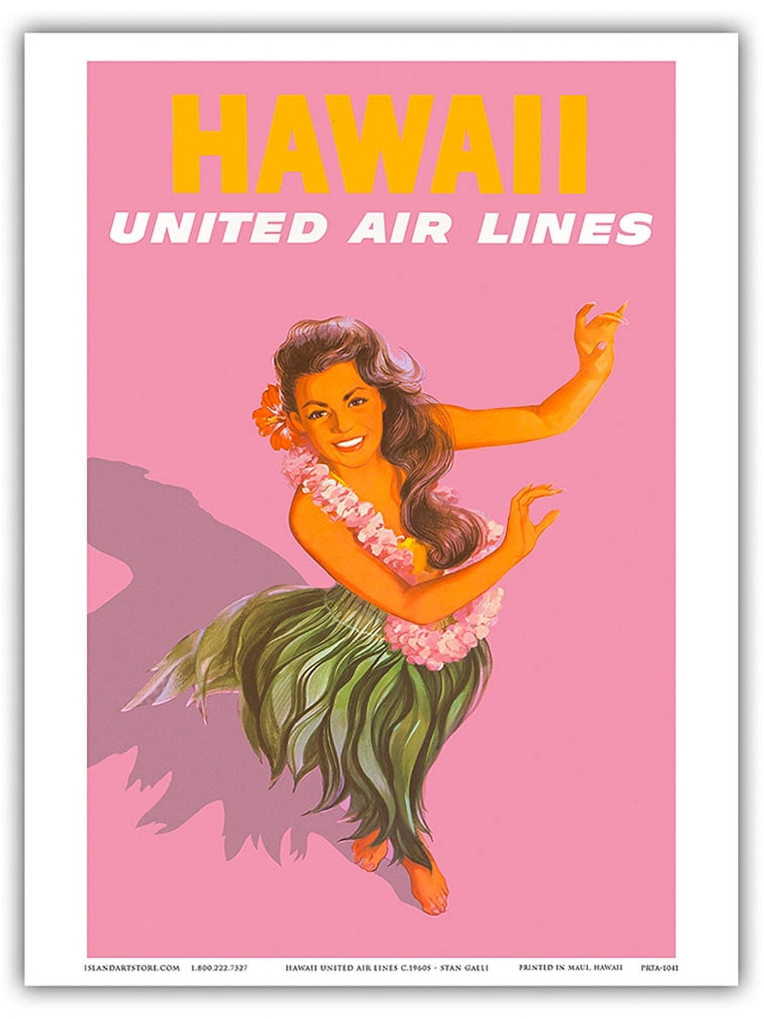 Hawaiian Hula Dancer - United Air Lines - Vintage Hawaiian Travel ...