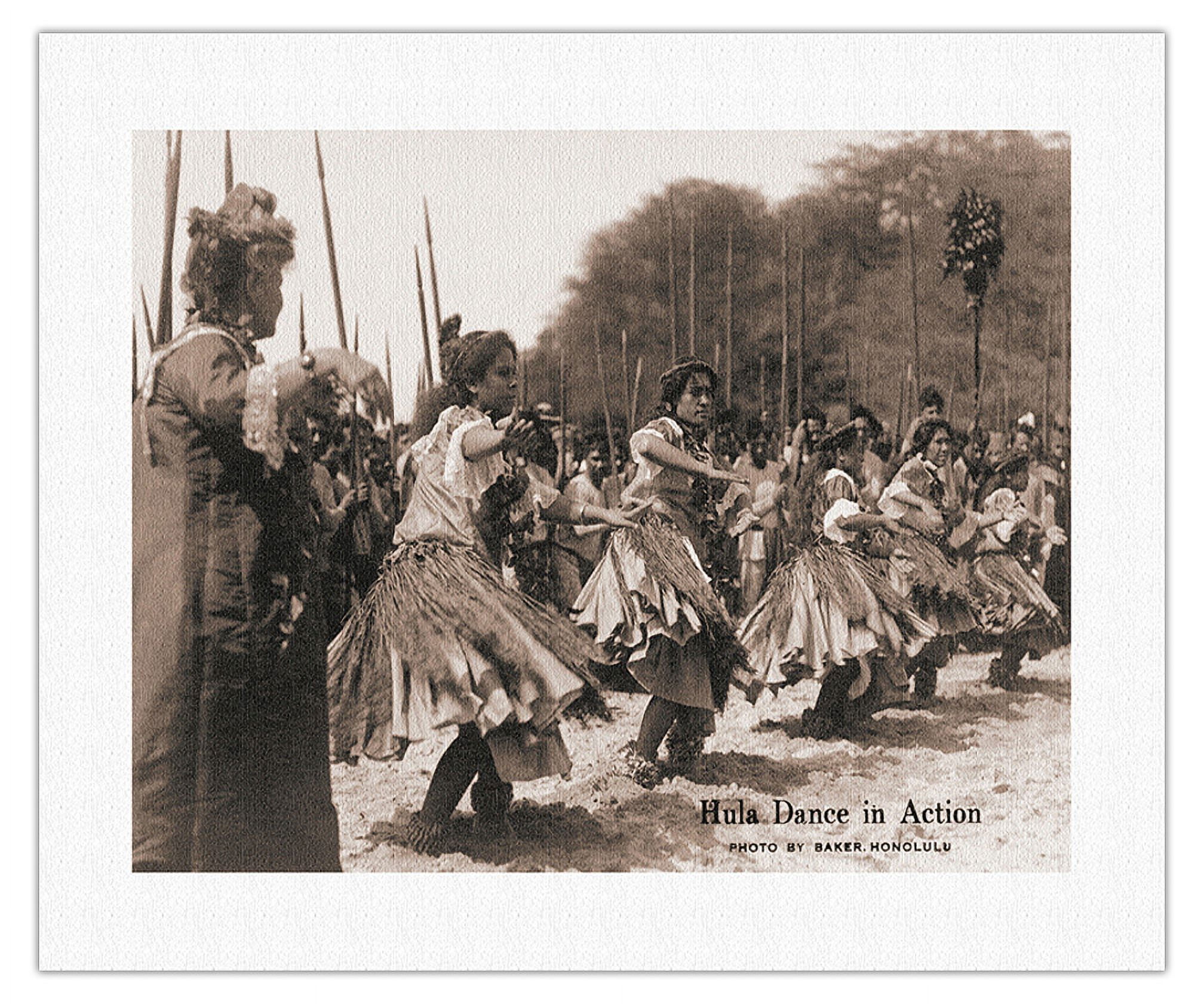 Hawaiian Hula Dancing in Action - Vintage B&W Historical Photograph by ...