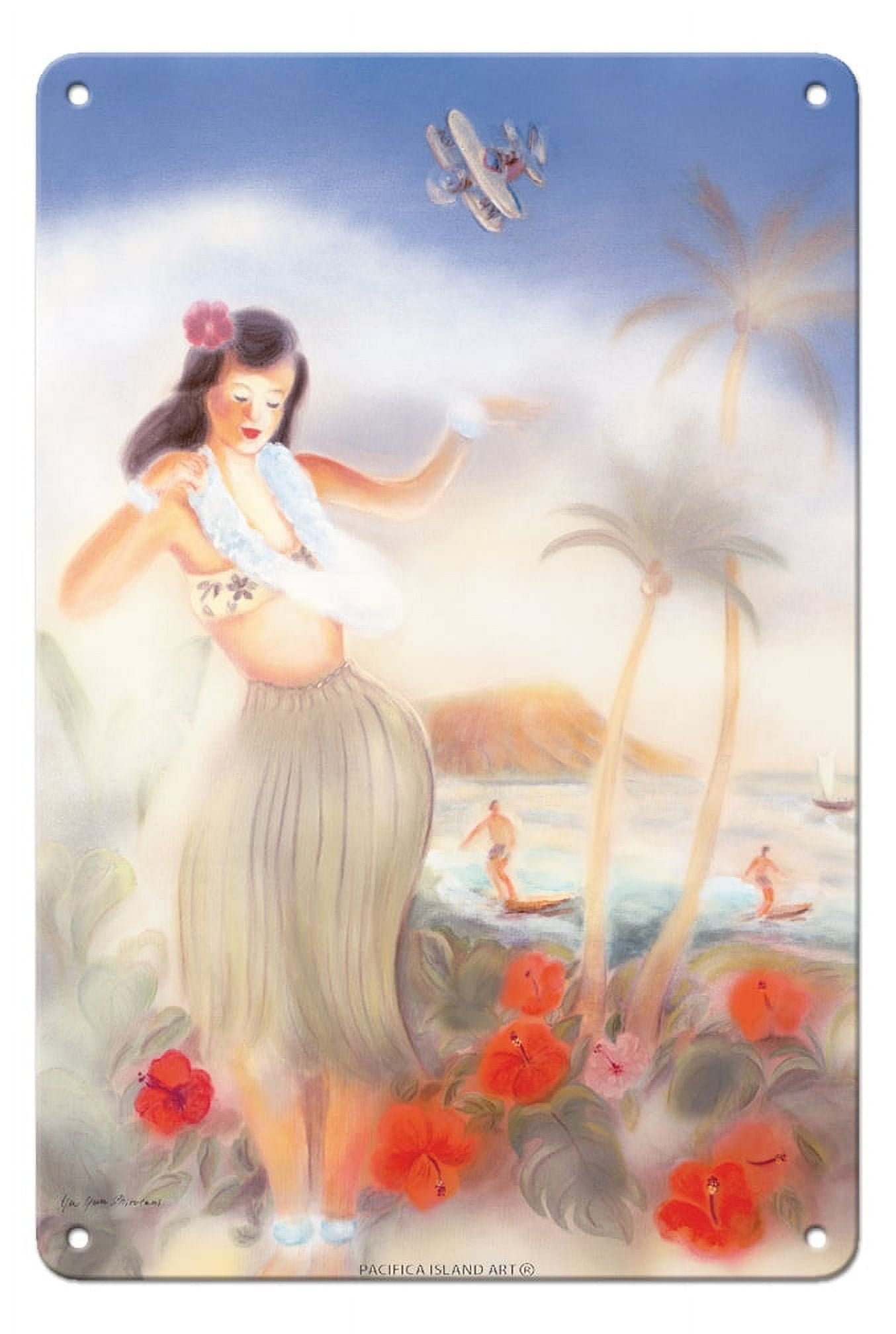 Hawaiian Hula Girl - From an Original Color Painting by Yu Yuu ...