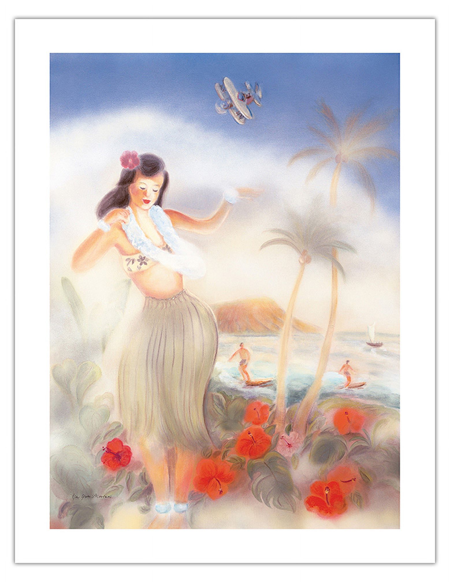 Hawaiian Hula Girl - From an Original Color Painting by Yu Yuu ...