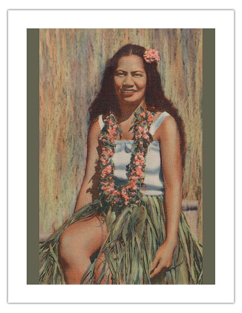 Hawaiian Hula Girl - Lei Flowers - Vintage Hawaiian Travel Brochure c ...