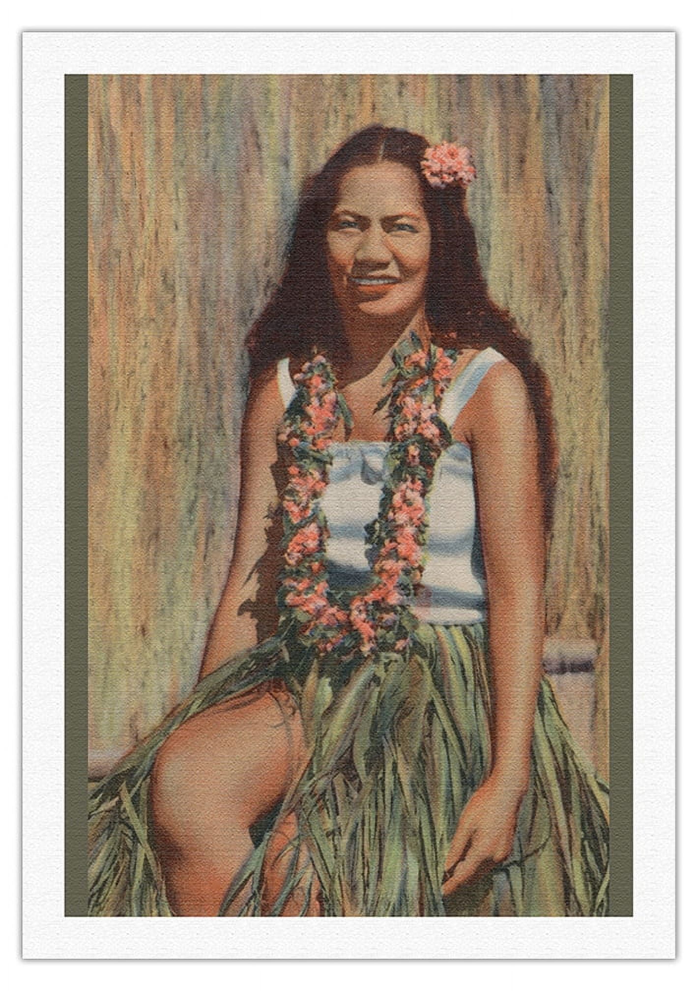 Hawaiian Hula Girl - Lei Flowers - Vintage Hawaiian Travel Brochure c ...