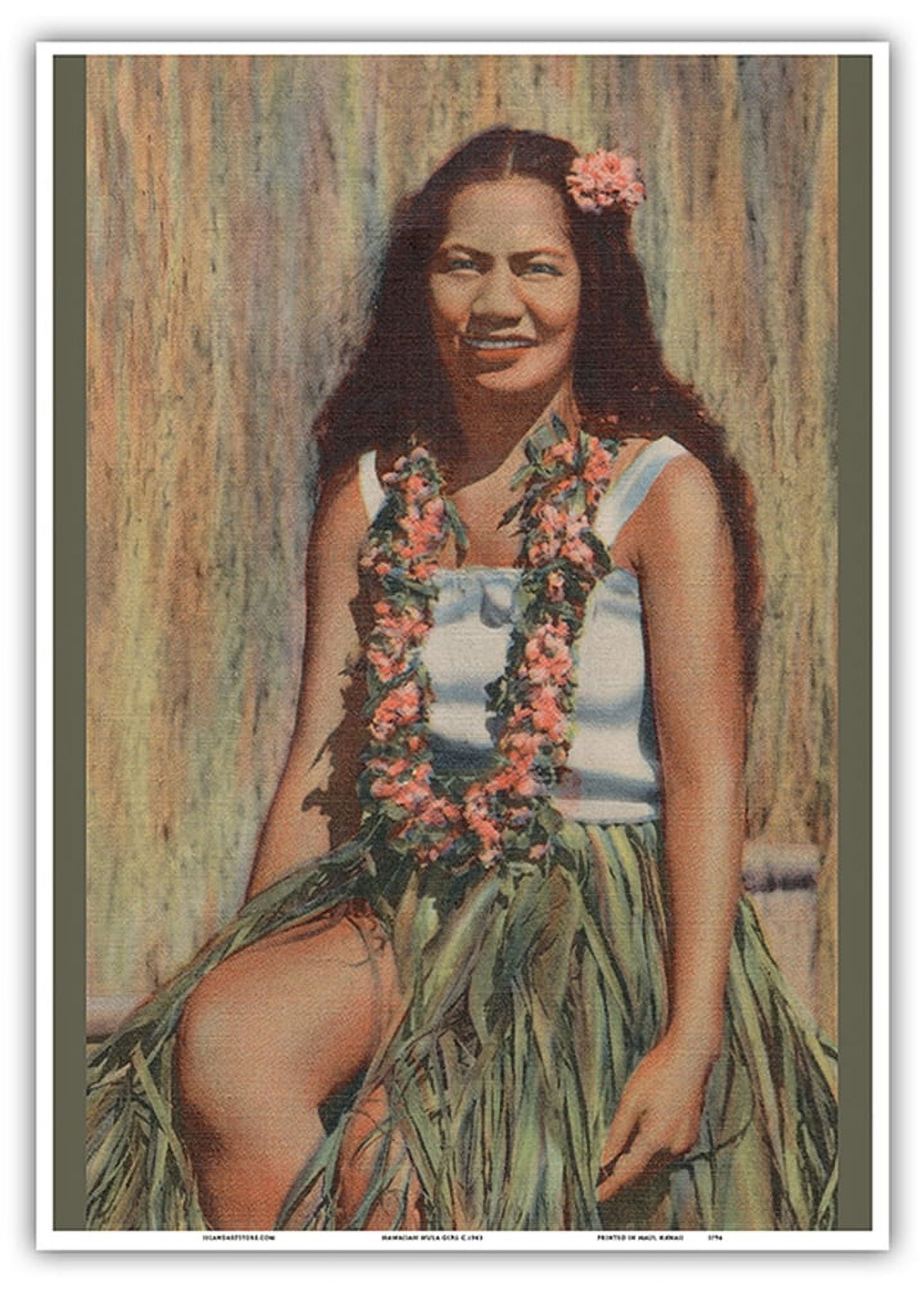 Hawaiian Hula Girl - Lei Flowers - Vintage Hawaiian Travel Brochure c ...