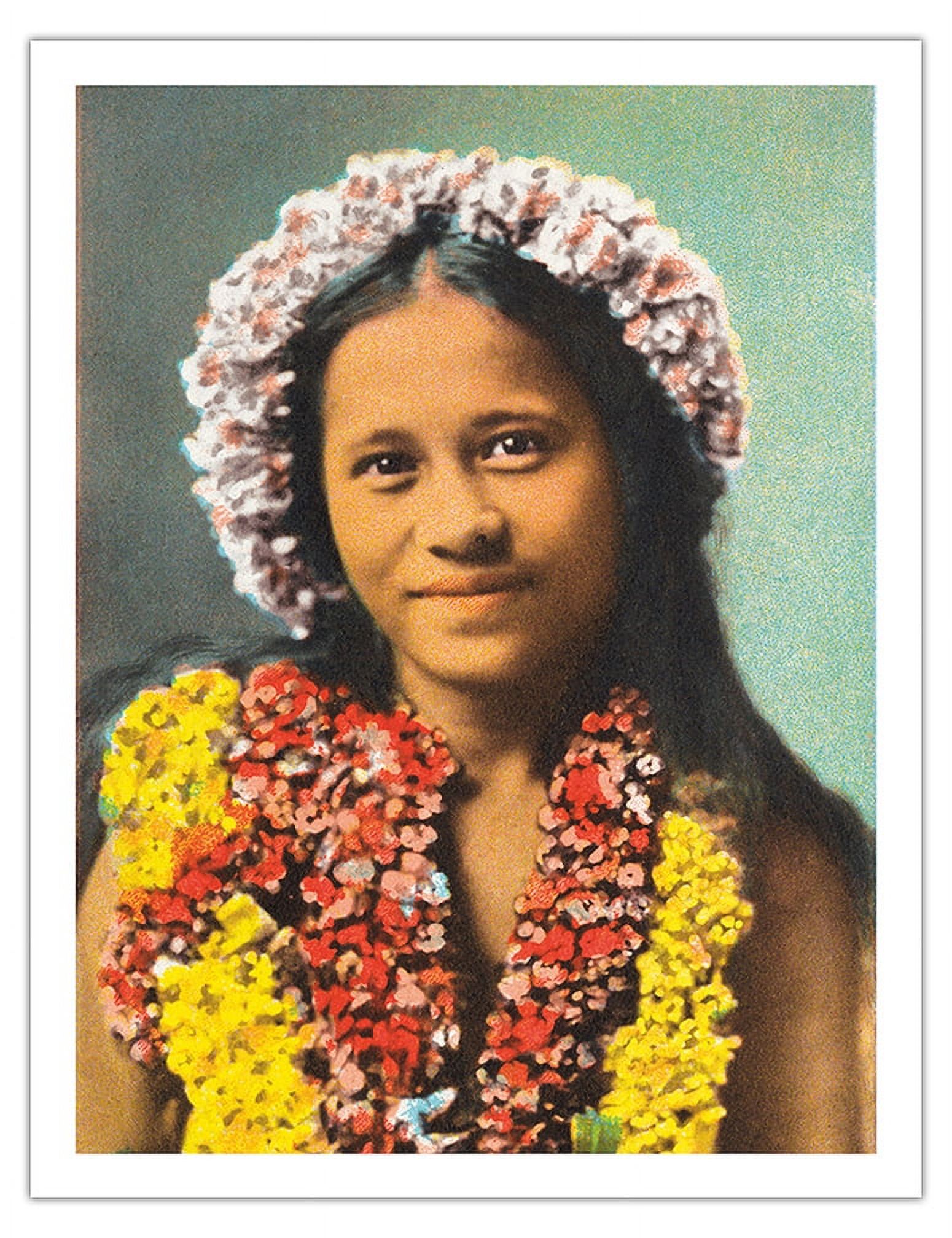 Hawaiian Hula Girl with Leis - Vintage Hawaiian Color Postcard c.1900s ...