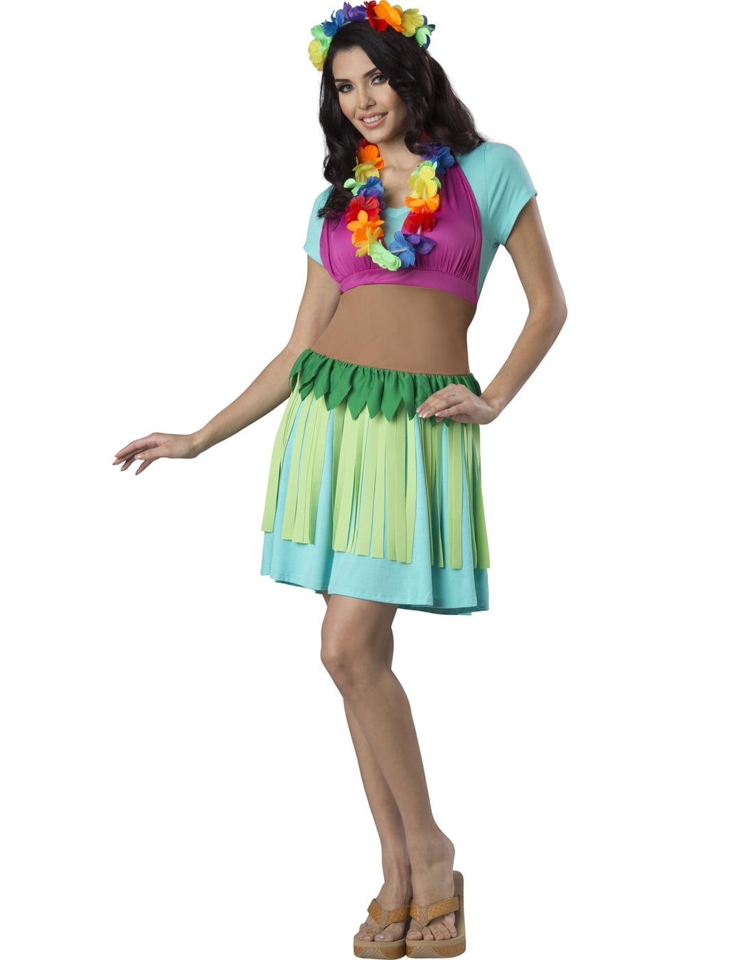 Hawaiian Hula Womens Adult Halloween Costume Dancer Apron Kit-Os ...