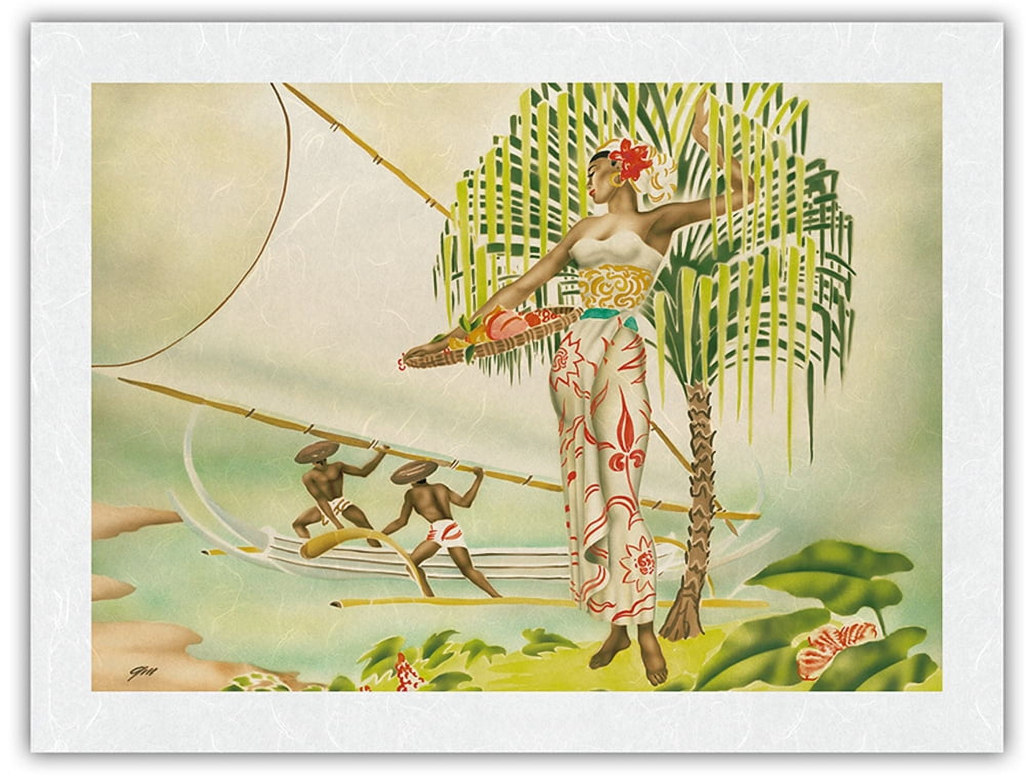 Hawaiian Island Beauty - Vintage Hawaiian Airbrush Art by Gill c.1940s ...