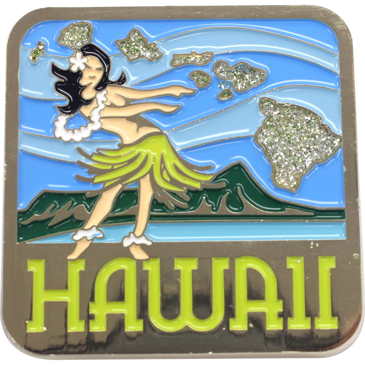 Hawaiian Islands Metal Magnet - Decorative Hula Girl Design - Walmart.com