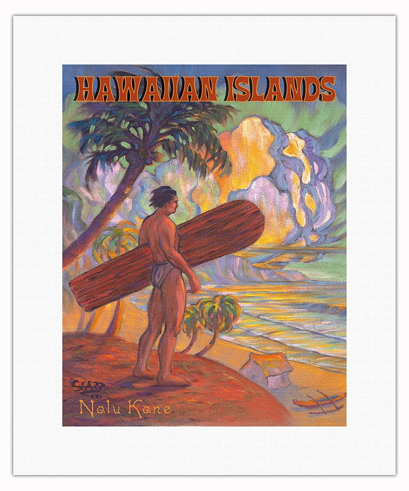 Hawaiian Islands - Nalu Kane - Vintage Hawaiian Travel Poster by Rick ...
