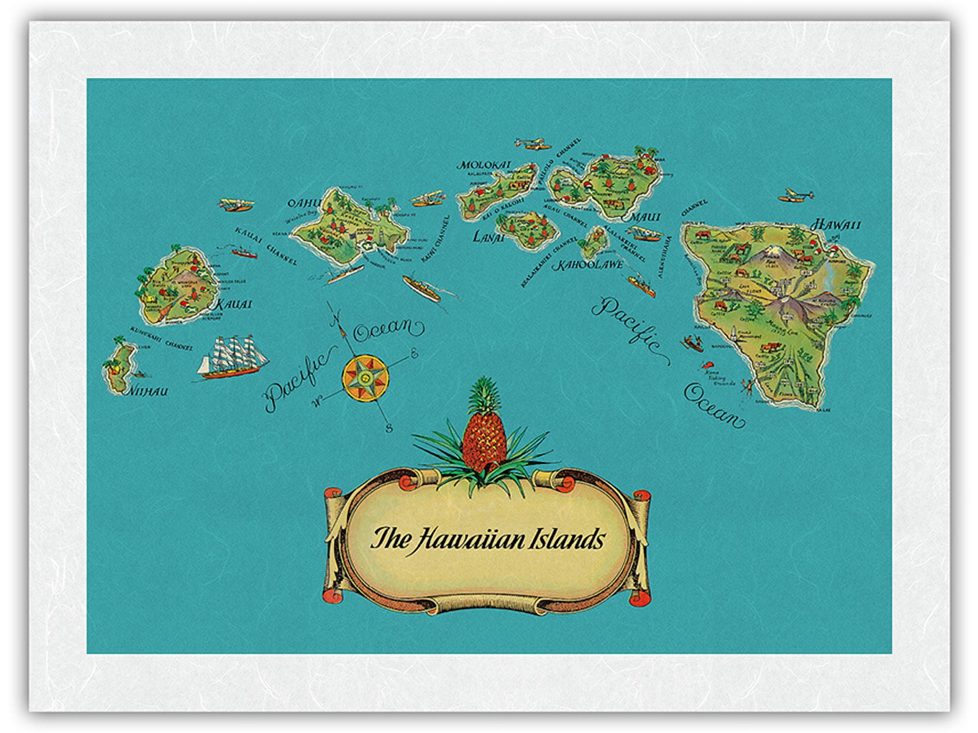 The Hawaiian Islands - from The Story of Pineapple - Vintage Pictorial ...