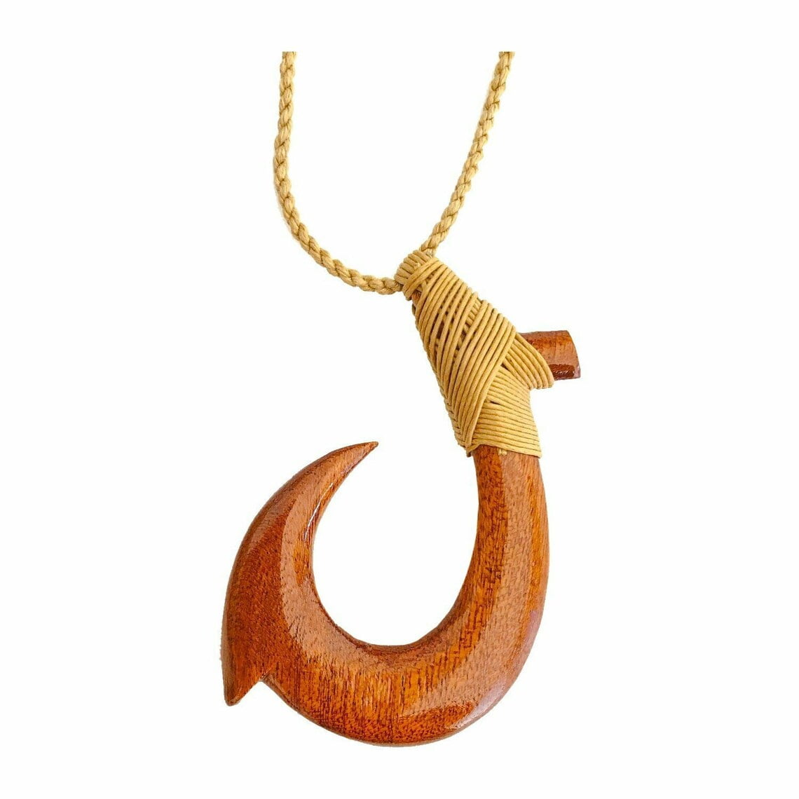 Hawaiian Jewelry Handmade Large Koa Wood Makao Fish Hook Necklace from ...