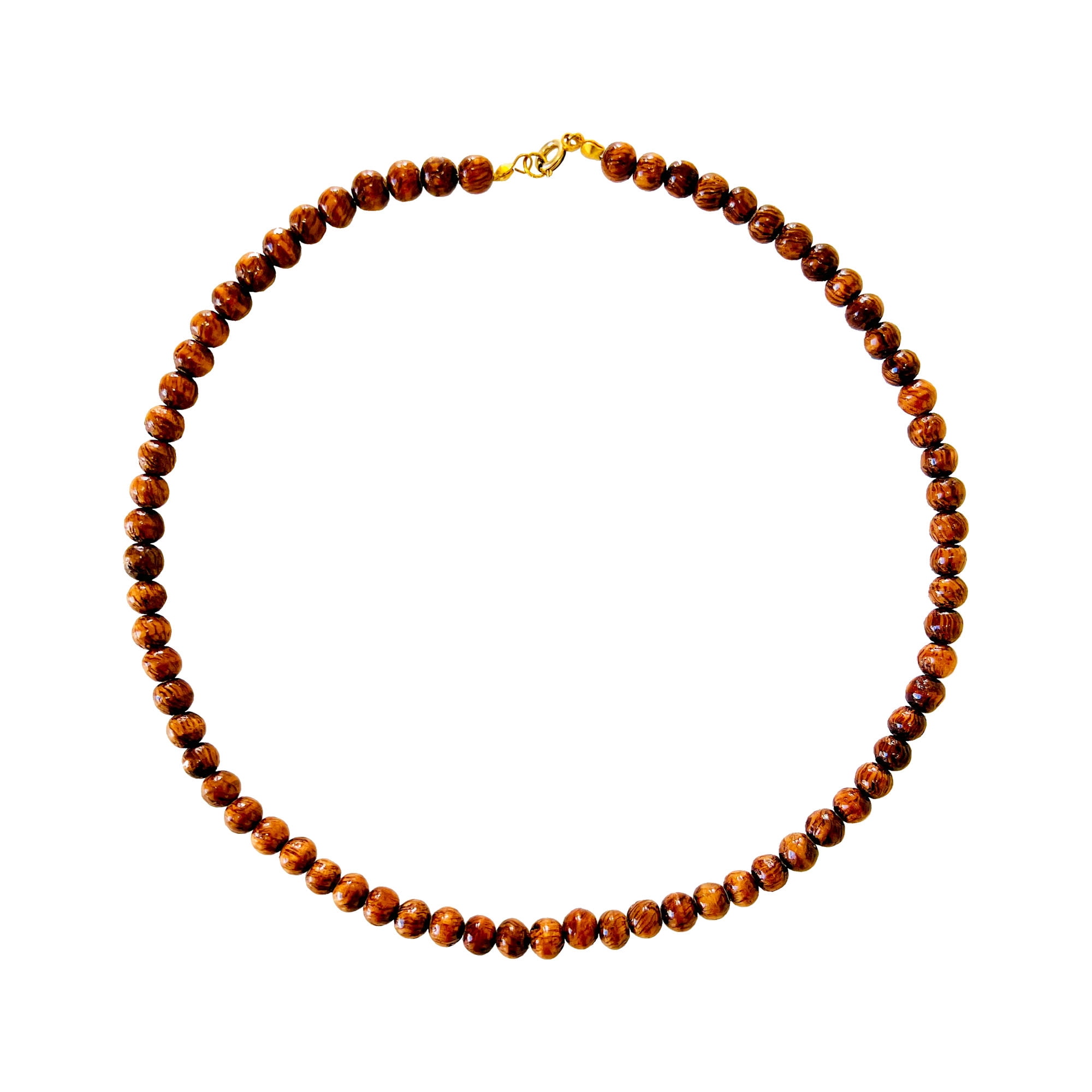 Hawaiian Jewelry Natural Hawaii Koa Wood 6mm Bead 18" Choker Necklace ...