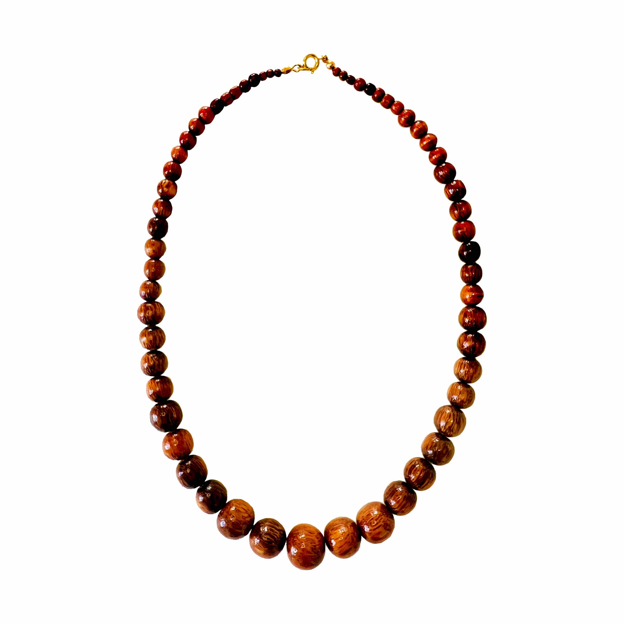 Hawaiian Jewelry Natural Hawaii Koa Wood Graduated Bead 20" Necklace ...