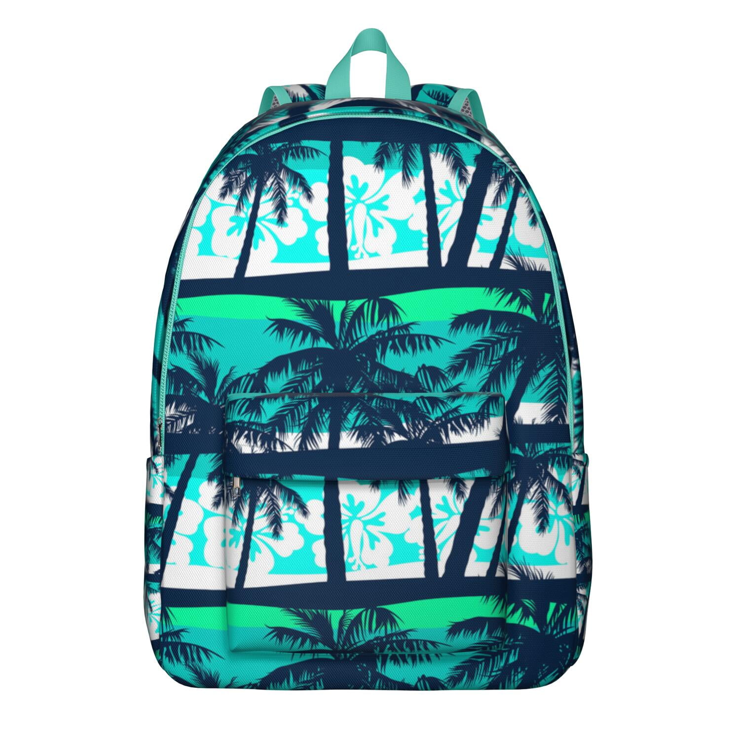 Hawaiian Jungle Leaves Backpack, Tropical Floral School Bag with Exotic ...