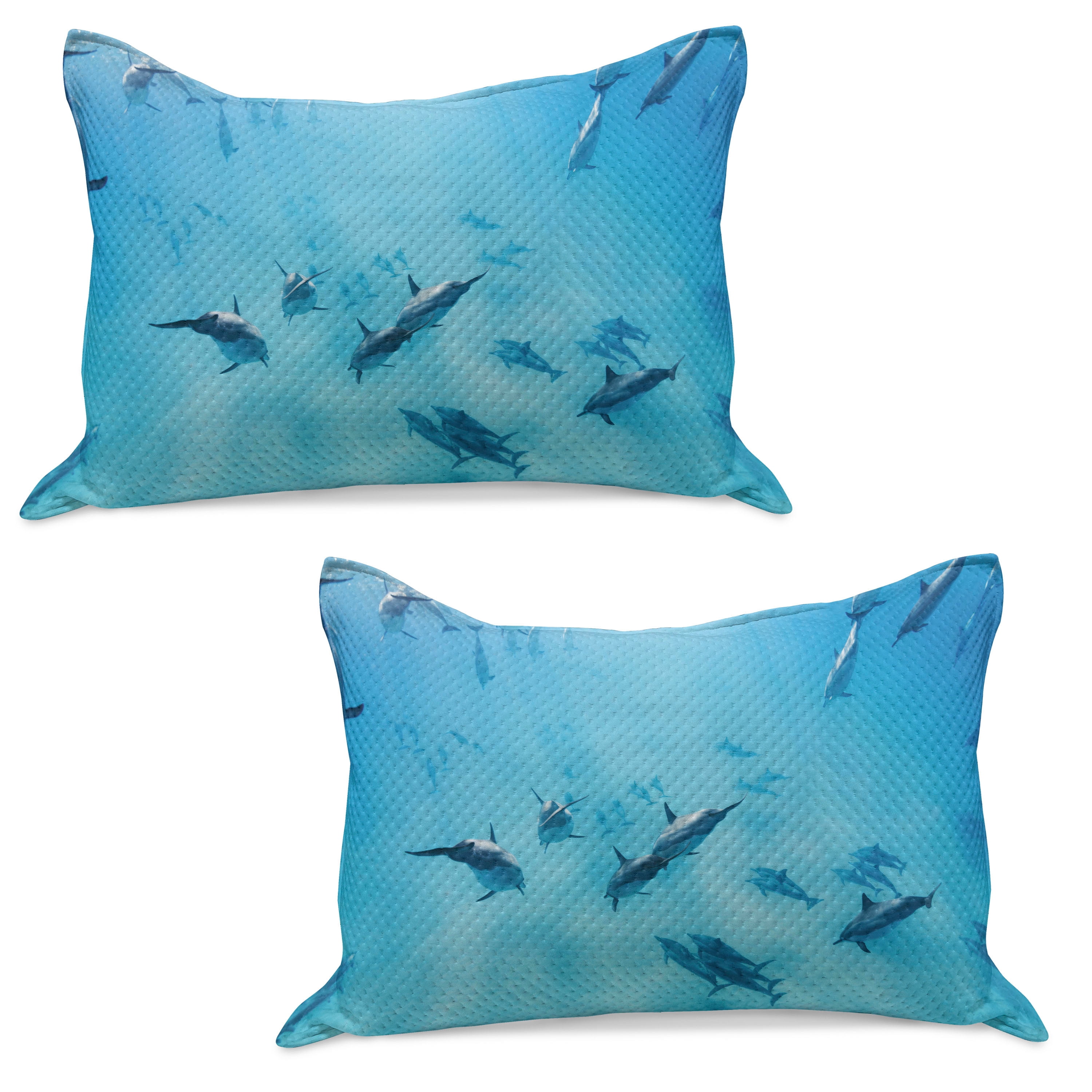 Hawaiian Knitted Quilt Pillowcover Set of 2, Group of Dolphins in ...