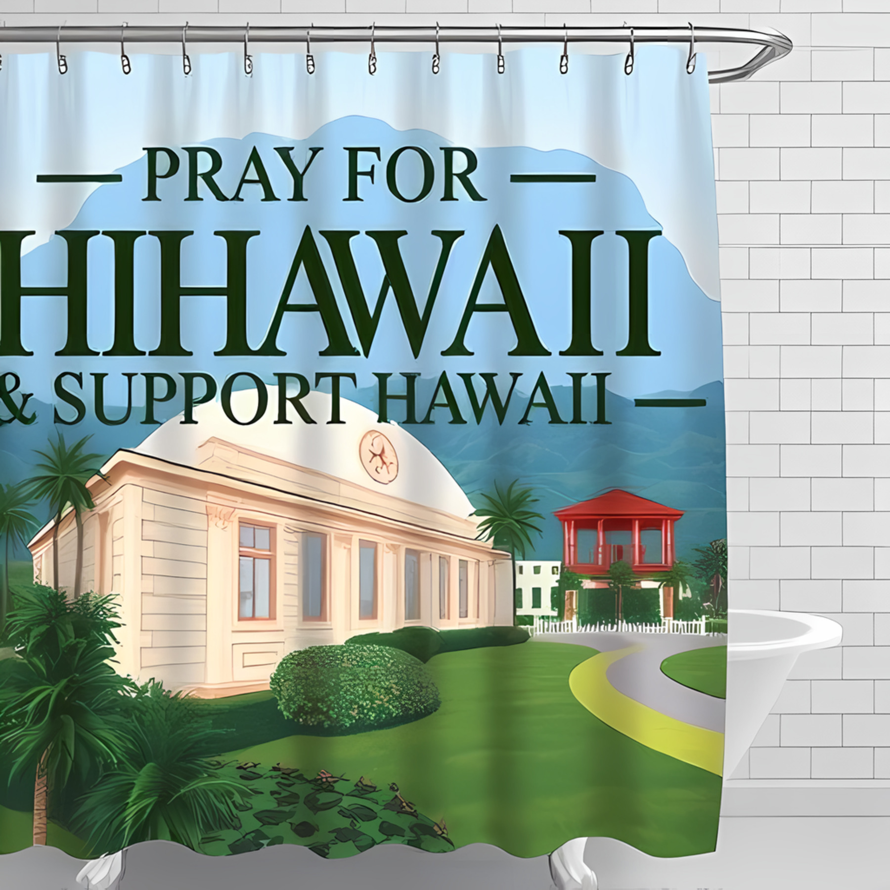 Hawaiian Landscape Shower Curtain - Serene Tropical Scene with ...