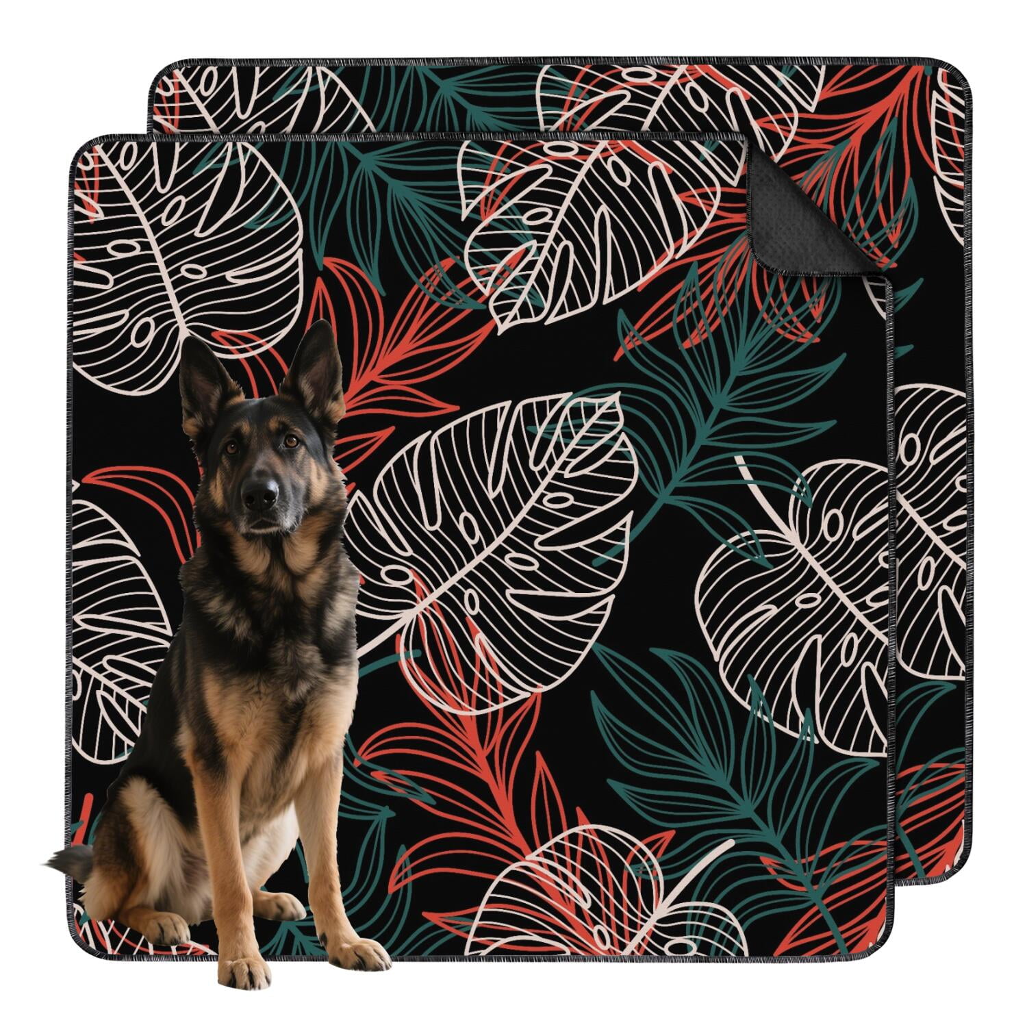 Hawaiian Leaf Print Dog Crate Mat Washable, Reusable Absorbent Pee Mat ...