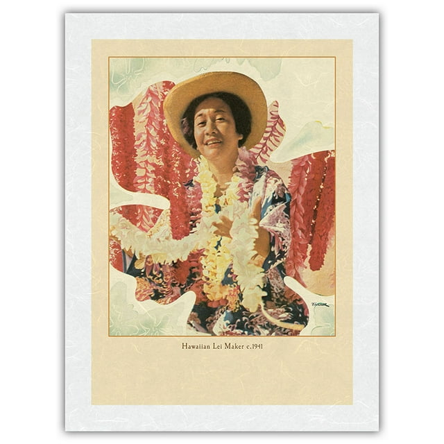 Hawaiian Lei Maker - Vintage Travel Poster by Toni Frissel c.1941 ...