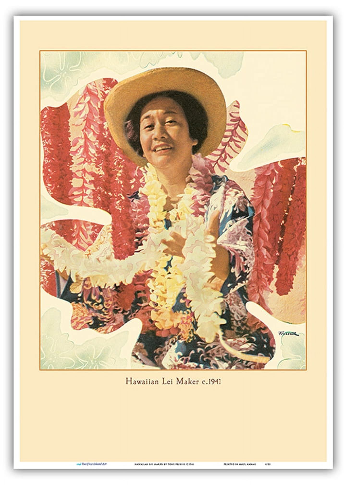 Hawaiian Lei Maker - Vintage Travel Poster by Toni Frissel c.1941 ...