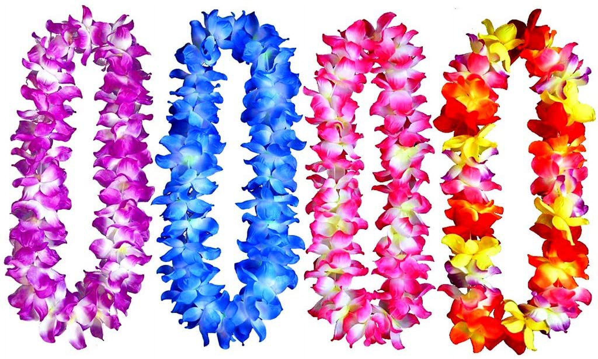 Hawaiian Leis Hula Dance Garland - 4pcs Artificial Flower Neck Loop Lightweight & Lifelike ...