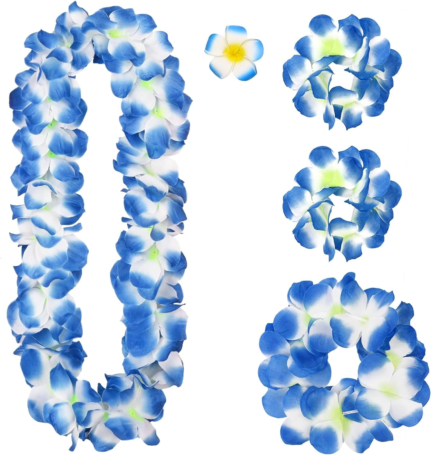 Hawaiian Leis for Luau Party, 5 Pcs Lays Necklace Hawaiian Accessories ...