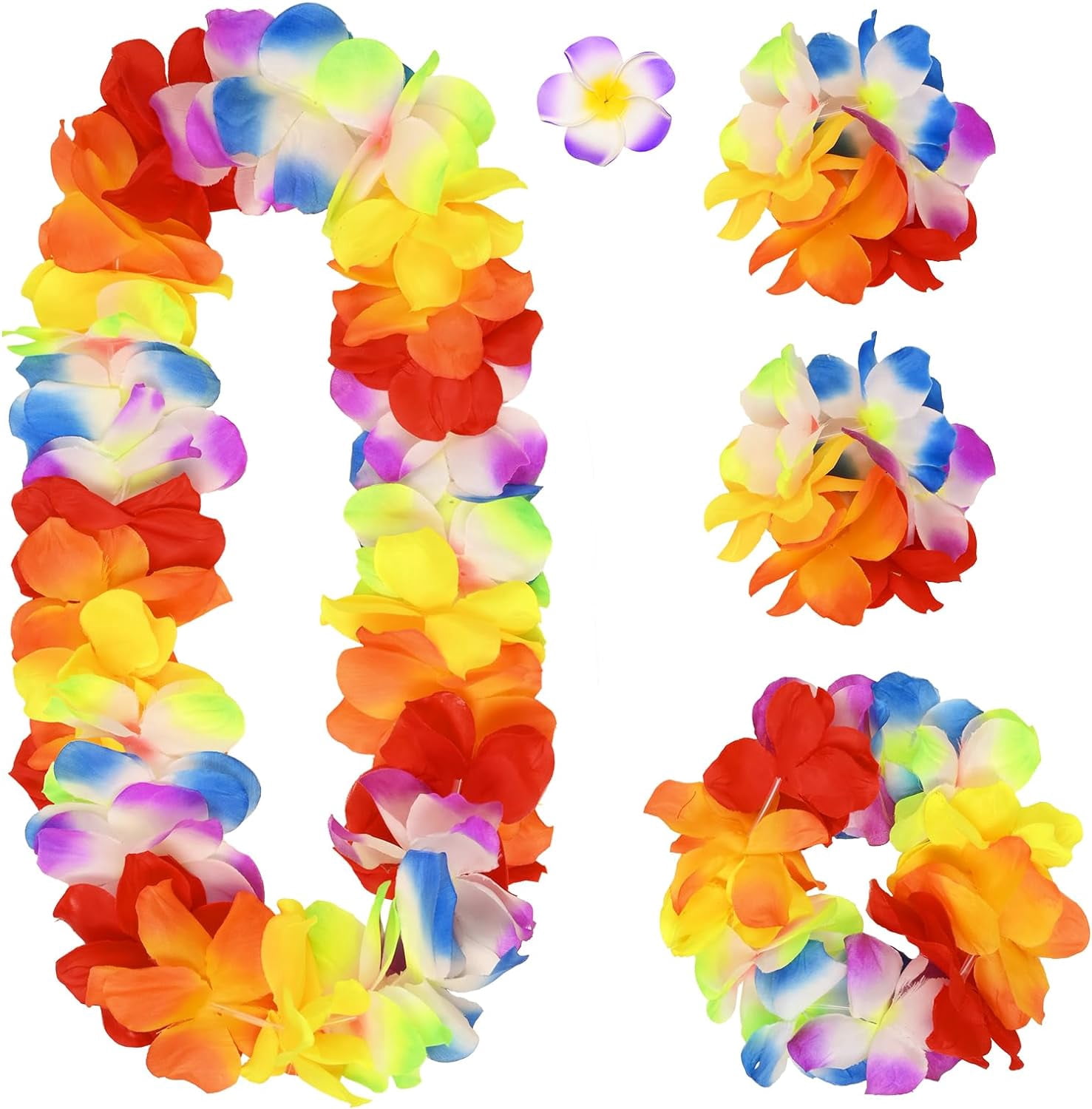 Hawaiian Leis for Luau Party, 5 Pcs Lays Necklace Hawaiian Accessories ...