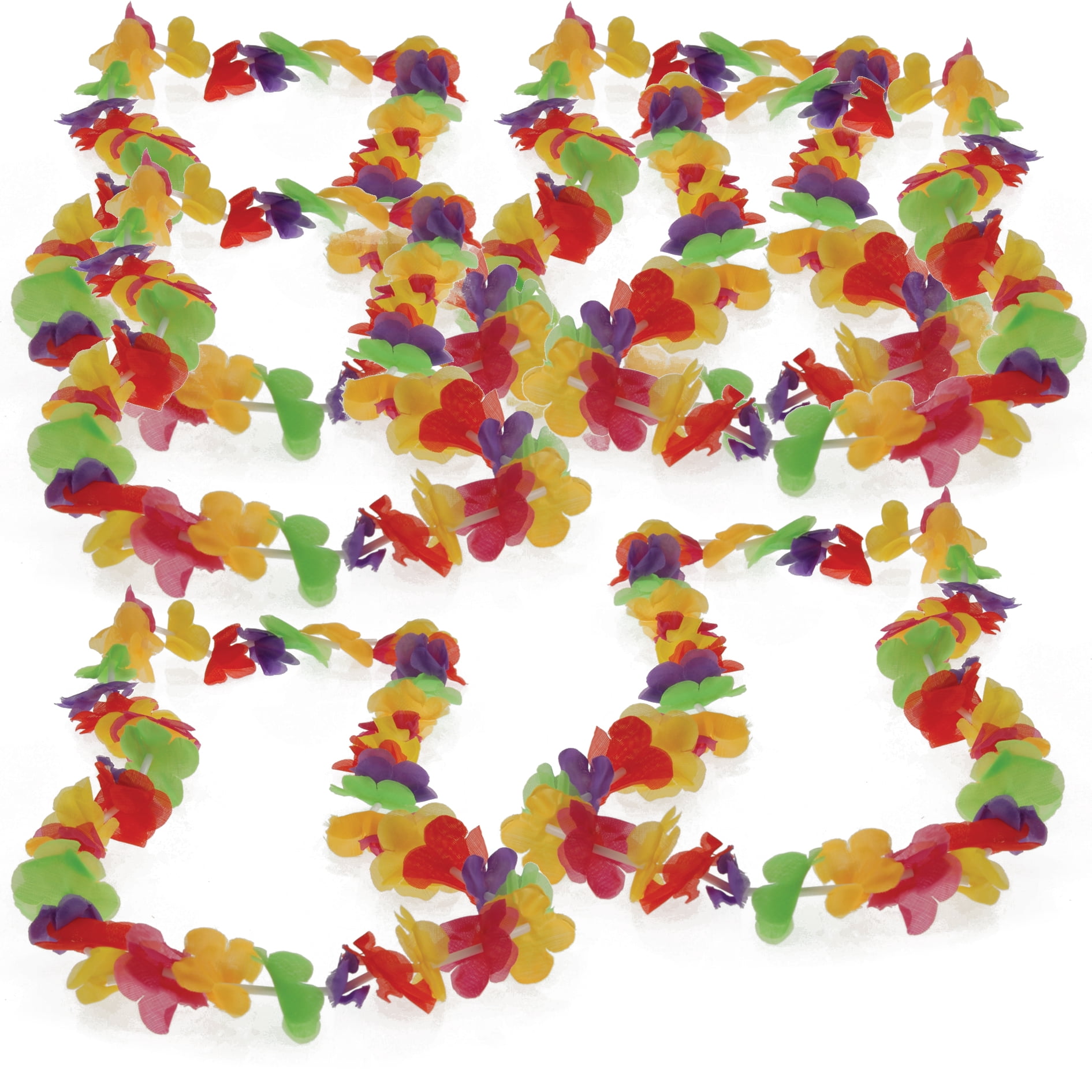 Hawaiian Lotus Tropical Luau Party 40" Long Polyester Fabric Leis, 12 ...