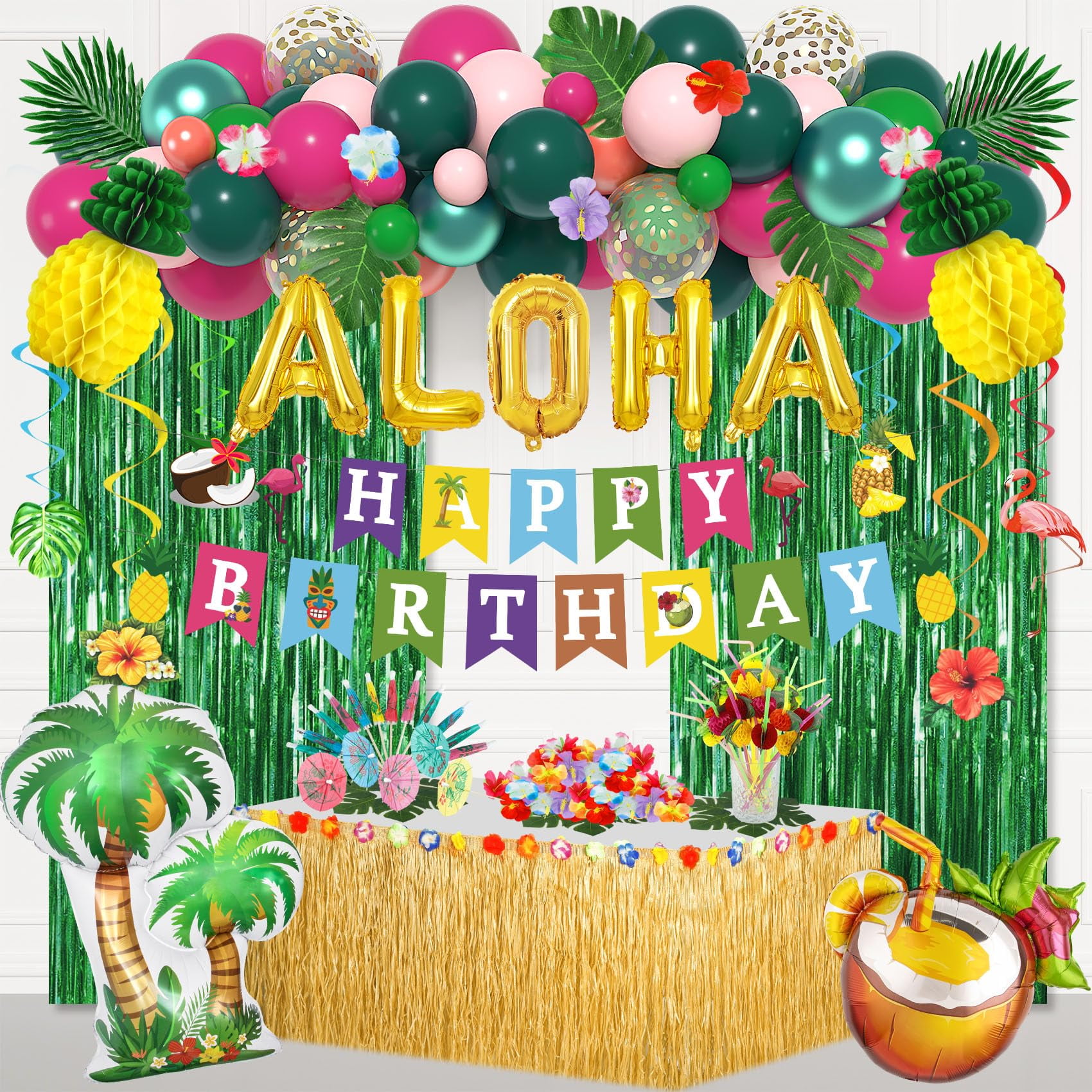 Hawaiian Luau Decorations, Tropical Aloha Summer MHD1Beach Supplies ...