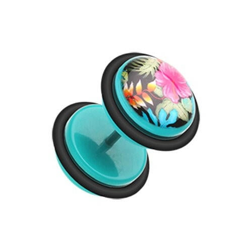 Hawaiian Luau Flower Acrylic Fake Plug with O-Rings - Walmart.com