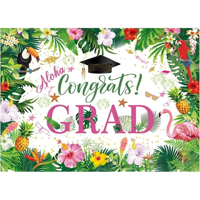 Hawaiian Luau Graduation Party Decorations Backdrop Summer Tropical ...