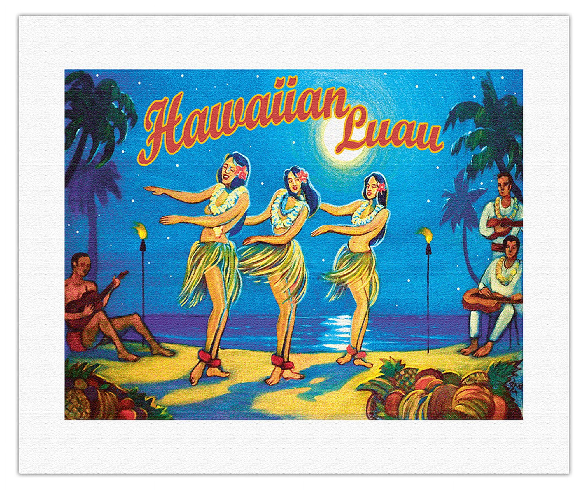 Hawaiian Luau - Hawaii Hula Dancers - Vintage Hawaiian Travel Poster by ...