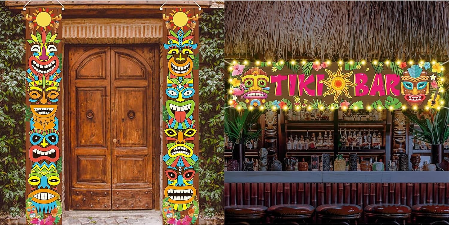 Hawaiian Luau Party Decoration Supplies,Tiki Totem Door Banner Sign ...