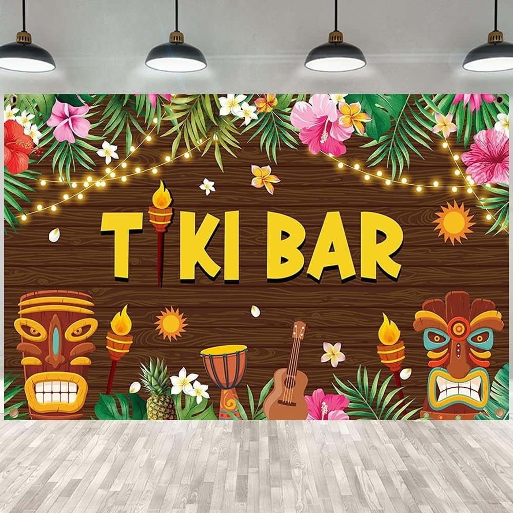 Hawaiian Luau Party Decoration Tiki Banner Summer Tiki Bar Backdrop ...