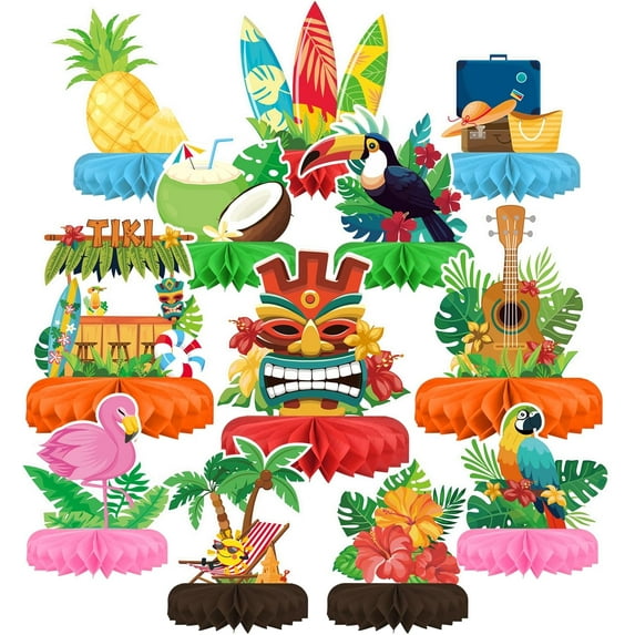 Hawaiian Luau Party Decorations Set: Aloha Theme Table Decoration with ...