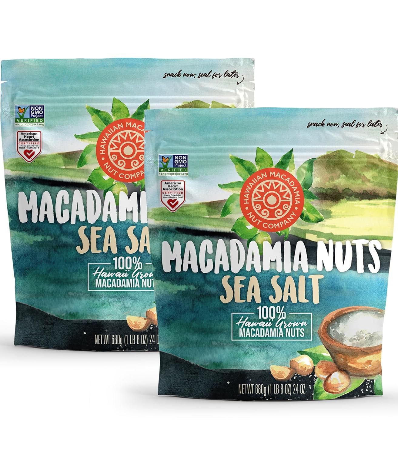 Hawaiian Macadamia Nut Company Dry Roasted Macadamia Nuts with Sea Salt ...
