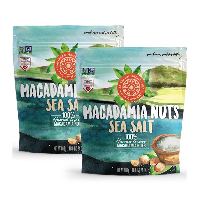 Hawaiian Macadamia Nut Company Dry Roasted Macadamia Nuts with Sea Salt ...