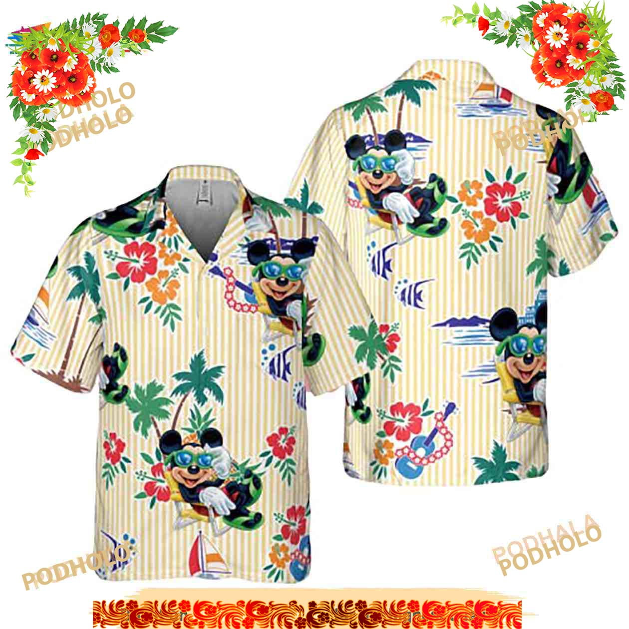 Hawaiian Mickey Mouse Shirt Mens Beach Shirts - Walmart.com