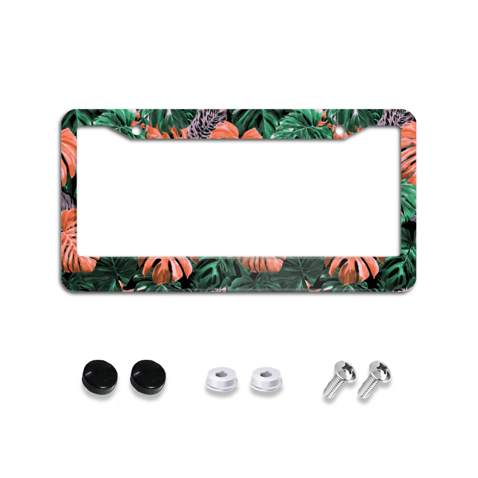 Hawaiian Monstera Leaves License Plate Frames Universal Aluminum Tag ...