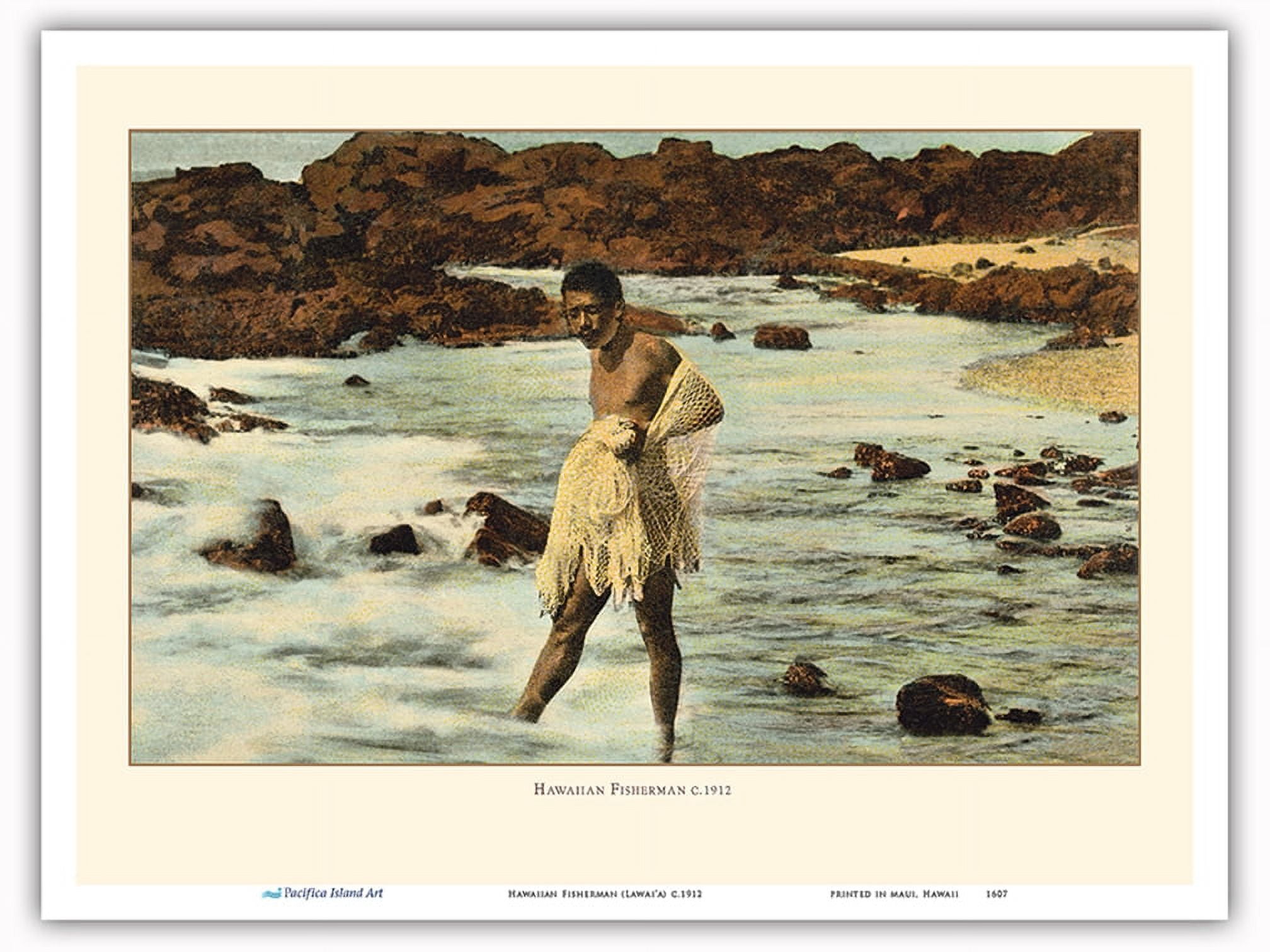 Hawaiian Net Fisherman (Lawaiʻa) - Vintage Hawaiian Color Postcard c ...