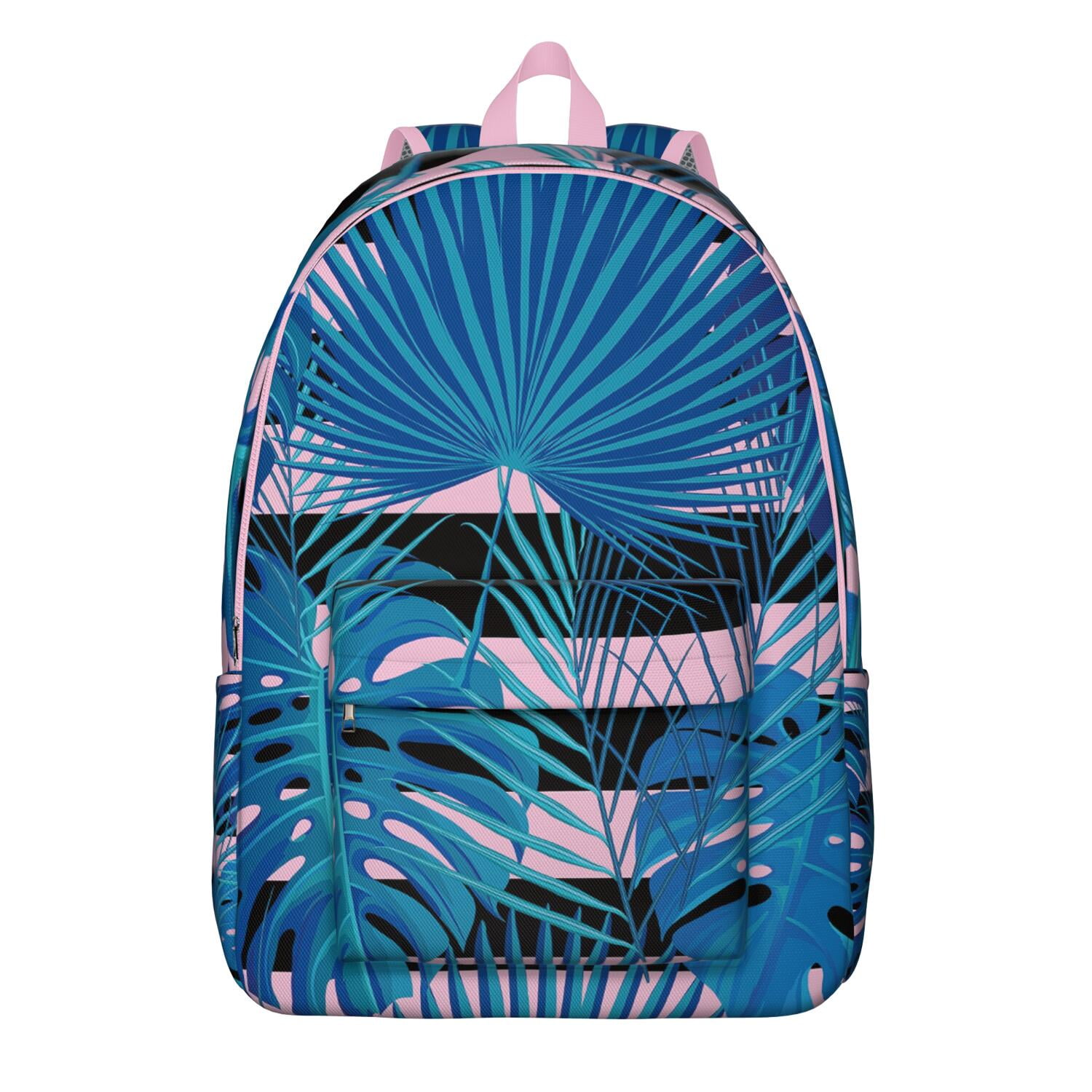 Hawaiian Palm Leaf Backpack, Tropical Plant School Bag with Jungle ...