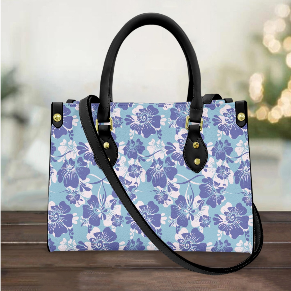 Hawaiian Palm Leaf Design Top-Handle Clutch Fashion Commuter Outdoor ...