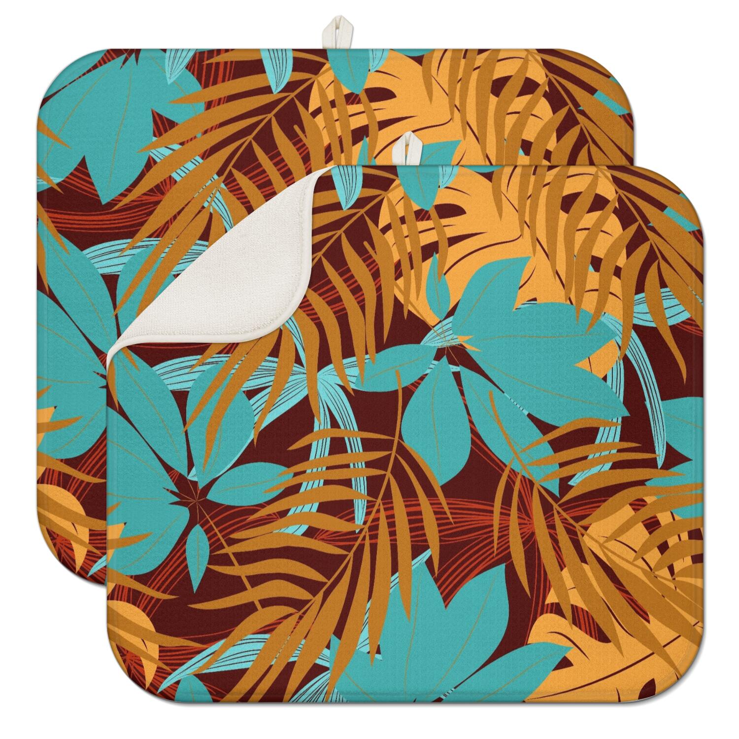 Hawaiian Palm Leaf Dish Drying Mat – Tropical Plant and Jungle Leaves ...