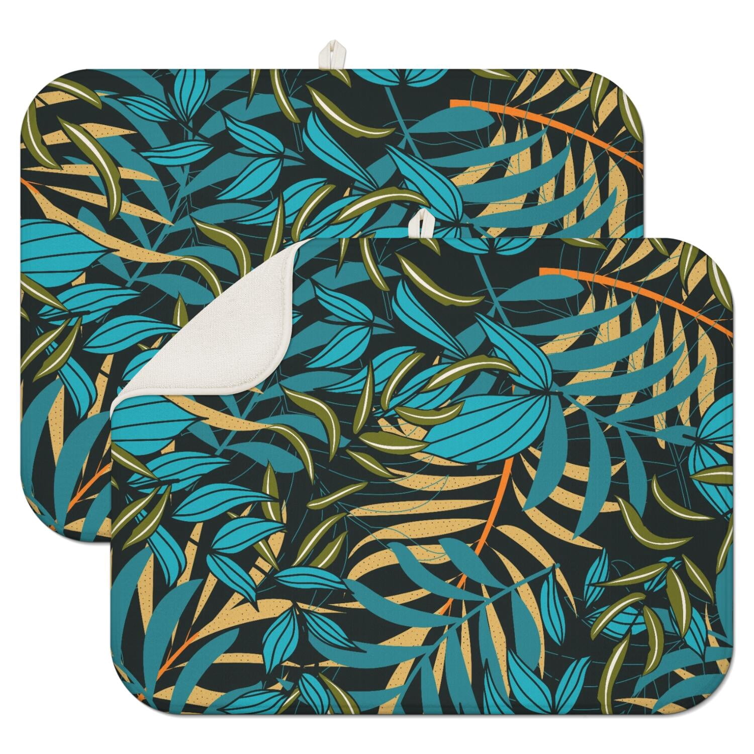 Hawaiian Palm Leaf Dish Drying Mat – Tropical Plant and Jungle Leaves ...