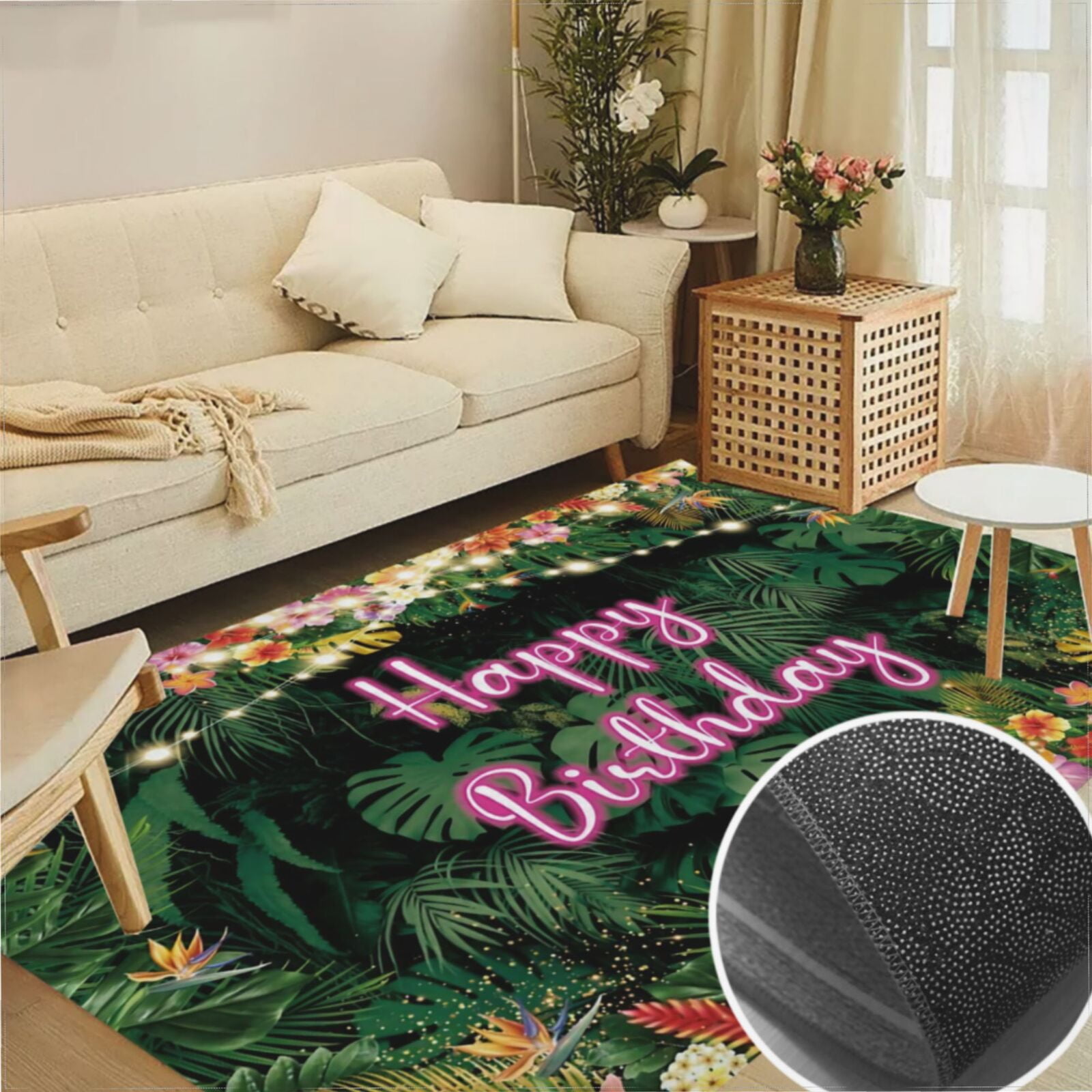 Hawaiian Palm Leaves Happy Birthday Adult Home Decor Bedroom Living ...