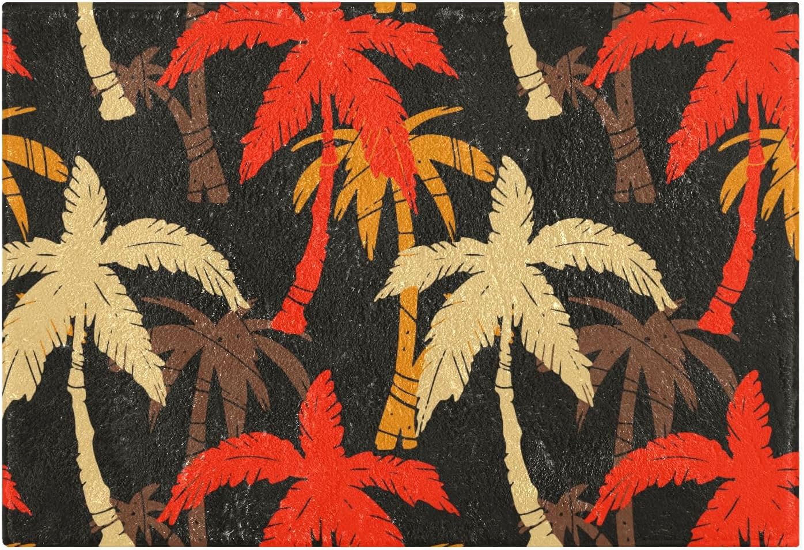 Hawaiian Palm Tree Bathroom Rug Rectangular Bath Mat Non Slip Bath Rugs ...