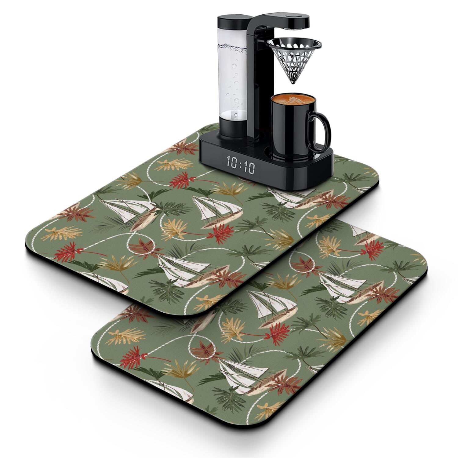 Hawaiian Paradise Coffee Mat, Diatom Mud Dish Drying Mat, Coastal Beach ...