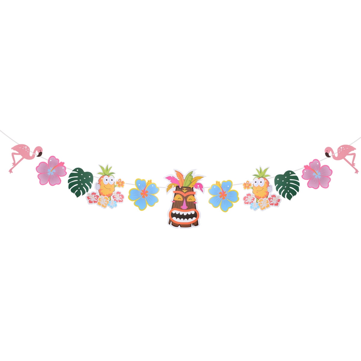 Hawaiian Party Banner Flamingo Pineapple Luau Garland Flower Garlands ...