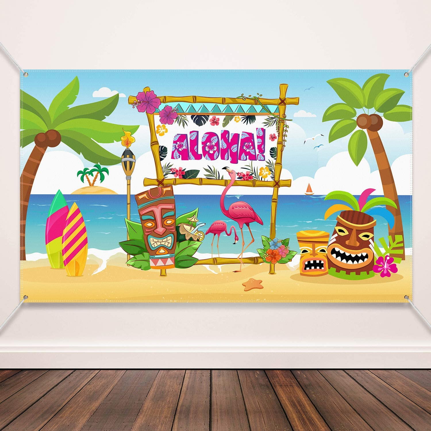 Hawaiian Party Decoration Supplies Beach Backdrop Party Banner Luau ...