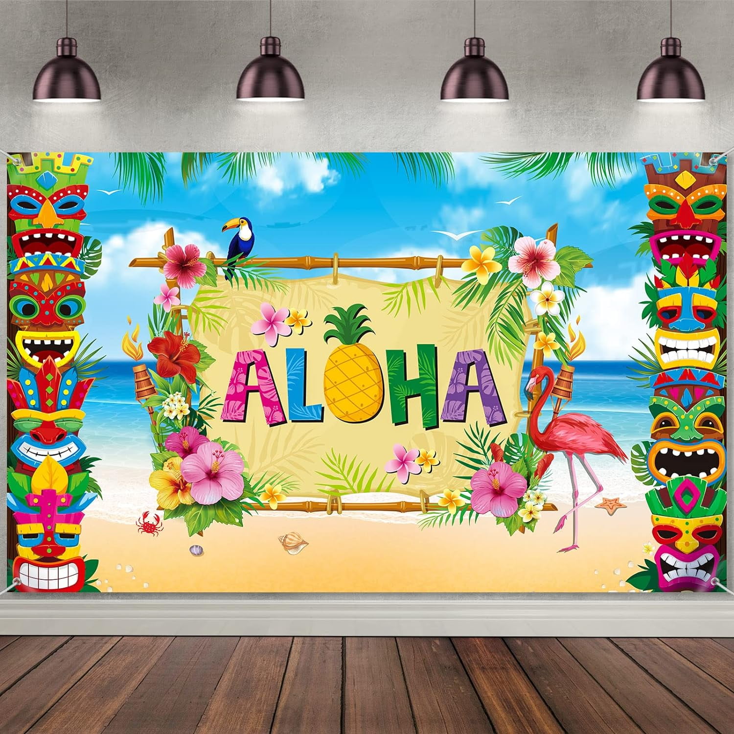 Hawaiian Party Decoration Tiki Party Backdrop Supplies Beach Party ...