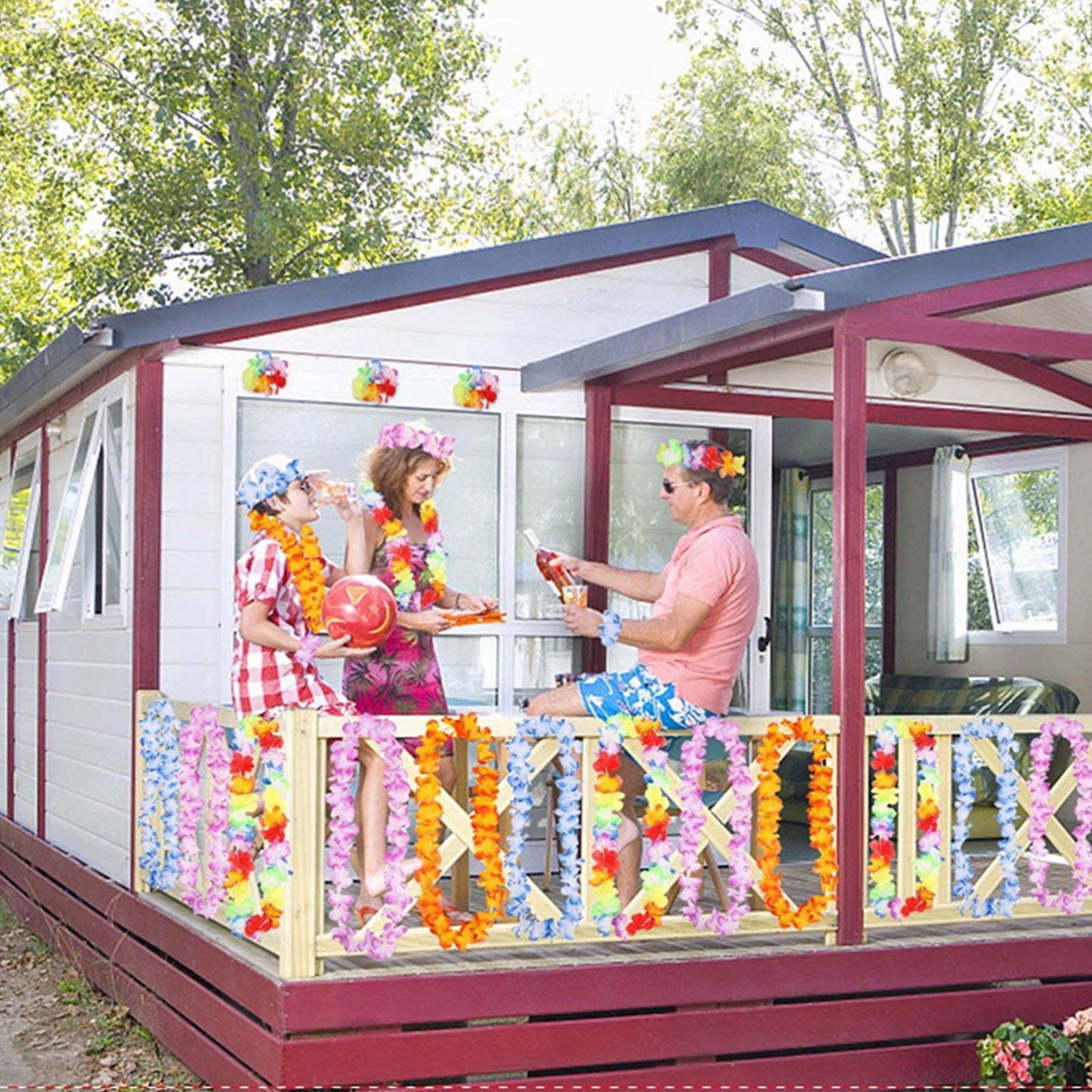 Hawaiian Party Decorations 6M Tropical Luau Garland, Polyester Flower ...