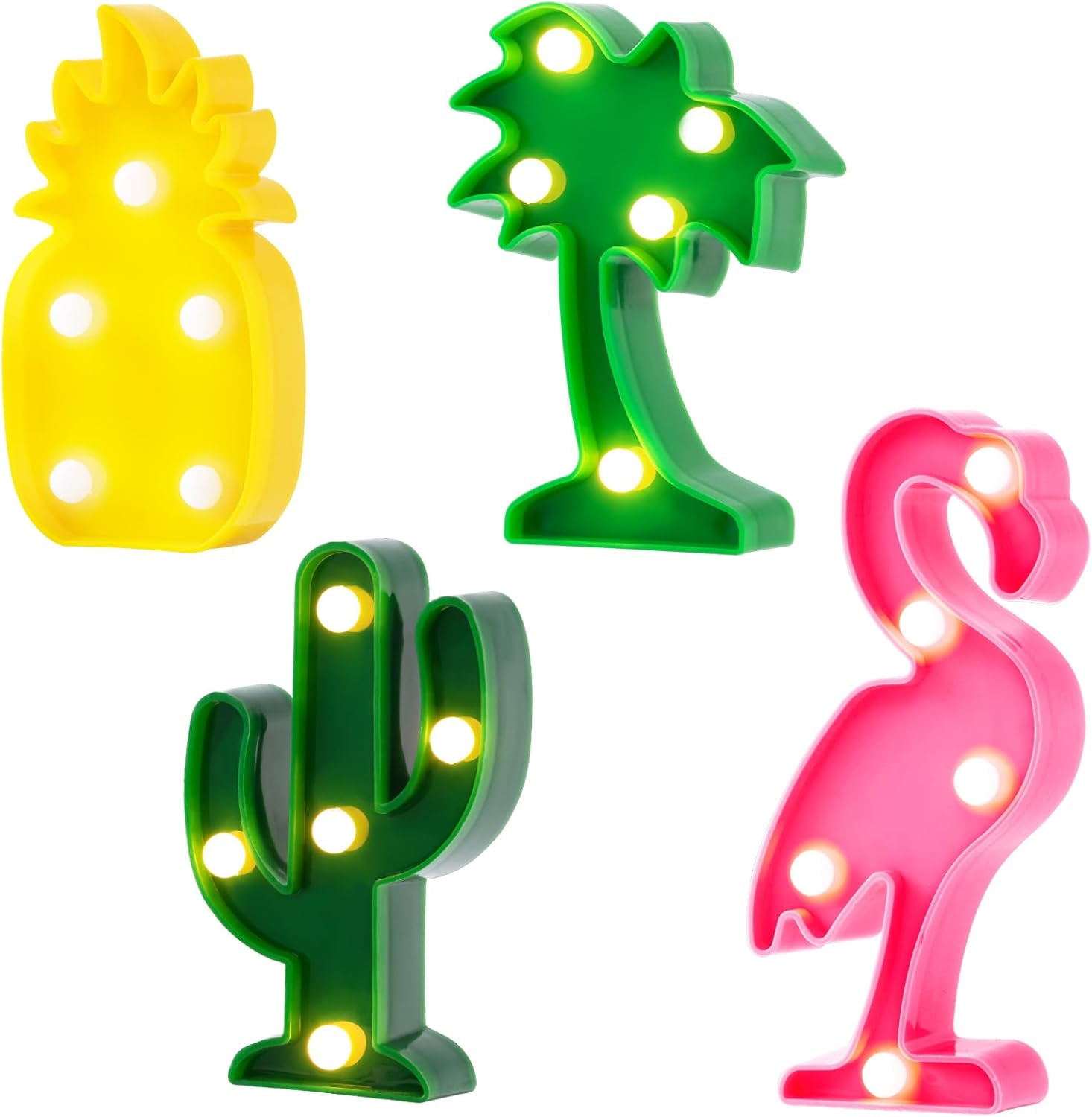 Hawaiian Party Decorations Lights - 4 Shapes Flamingo Cacti Pineapple ...